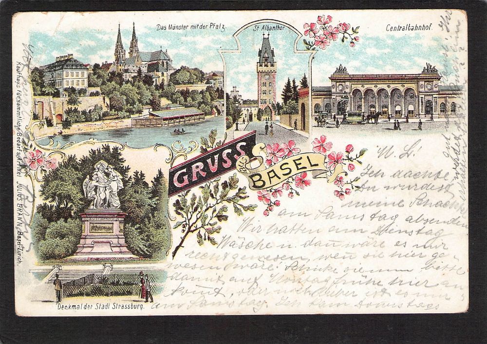 .Litho Gruss aus Basel , gel. 1901 Stabstempel Solothurn (Gebraucht) in Reichenburg für CHF 14 ...