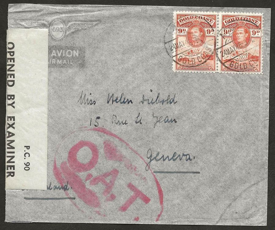 Flugpost Schweiz 1945 OAT Goldküste Genf Luftpost | Kaufen auf Ricardo