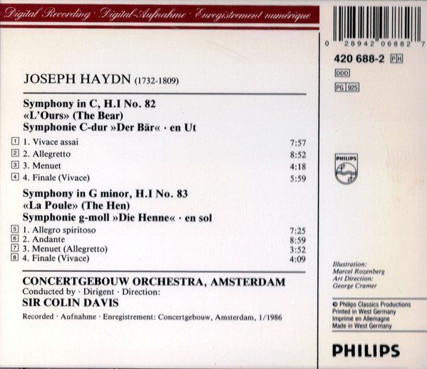 Joseph Haydn - Symphonies no. 82 & 83 - Sir Colin Davis (D'occasion) à ...