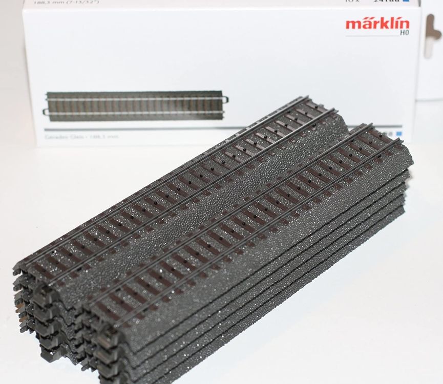 MÄRKLIN 24188 C-GLEIS GERADE 188,3 MM - H0 (1:87) 10 Stück (Neu und ...