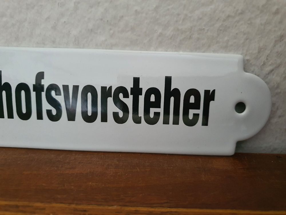 Emailschild Bahnhofsvorsteher Zug Bahn Tram Emaille Schild (Neu (gemäss Beschreibung)) in ...