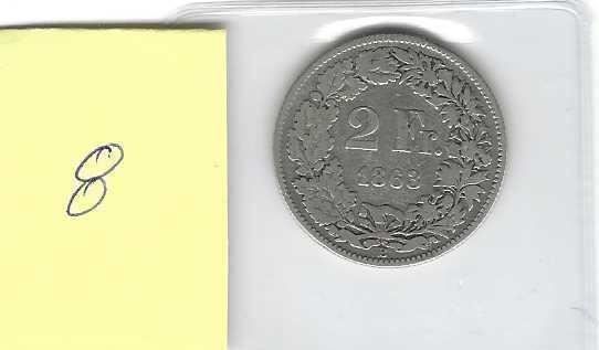 1863 Fr. 2.- unseres Erachtens vz/sitzende Helvetia/Patina (Neu (gemäss Beschreibung)) in Zürich ...