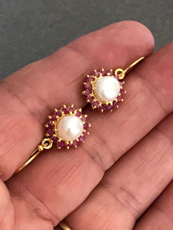 Perle Perlen Rubin Ohrhänger 28mm herzig (Neu (gemäss Beschreibung)) in ...