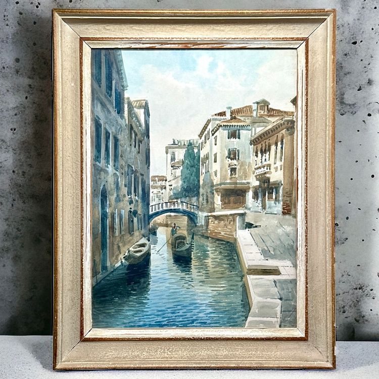 VALENTINI Ancienne aquarelle sur carton "Canal vénitien" | Kaufen auf Ricardo