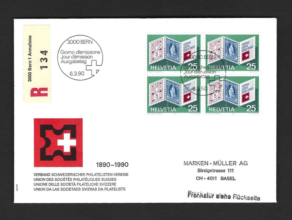 FDC Einschreiben Viererblock 90 | Kaufen auf Ricardo