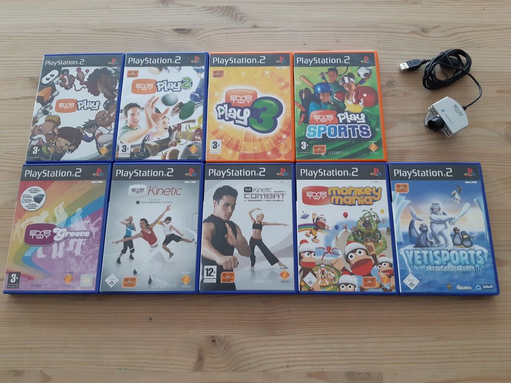 Eye Toy PS2 SET: Play 2 3 Sports Kinetic Yetisports + Kamera (Gebraucht ...