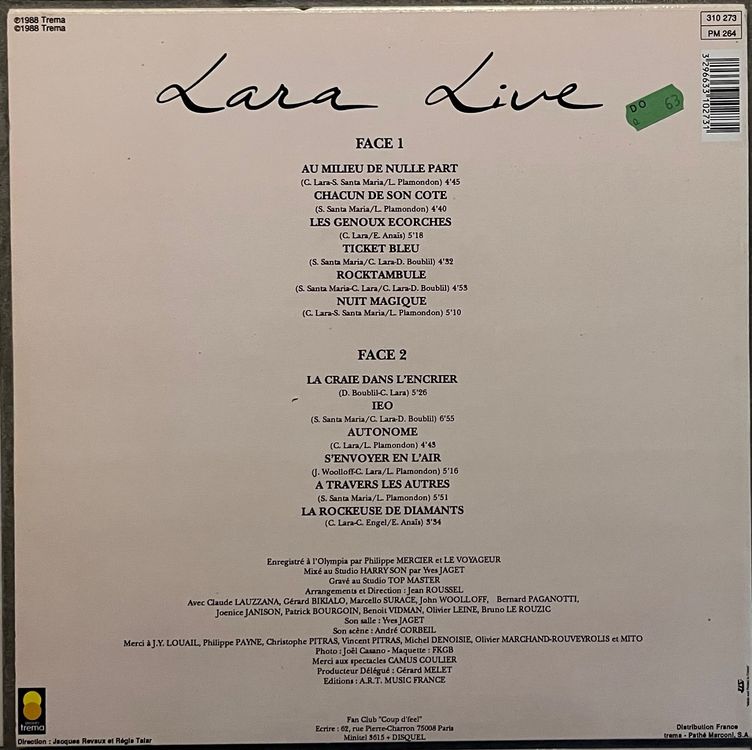 CATHERINE LARA - LARA LIVE - 33 Tours (D'occasion) à Bussigny pour CHF ...