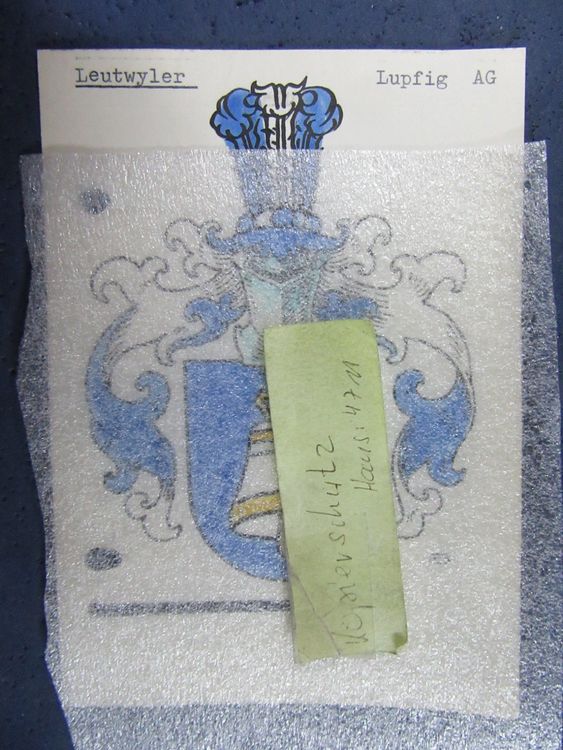 LEUTWYLER LUPFIG AG FAMILIENWAPPEN KARTE ALT HANDBEMALT (Gebraucht) in Ettingen für CHF 25 – mit ...