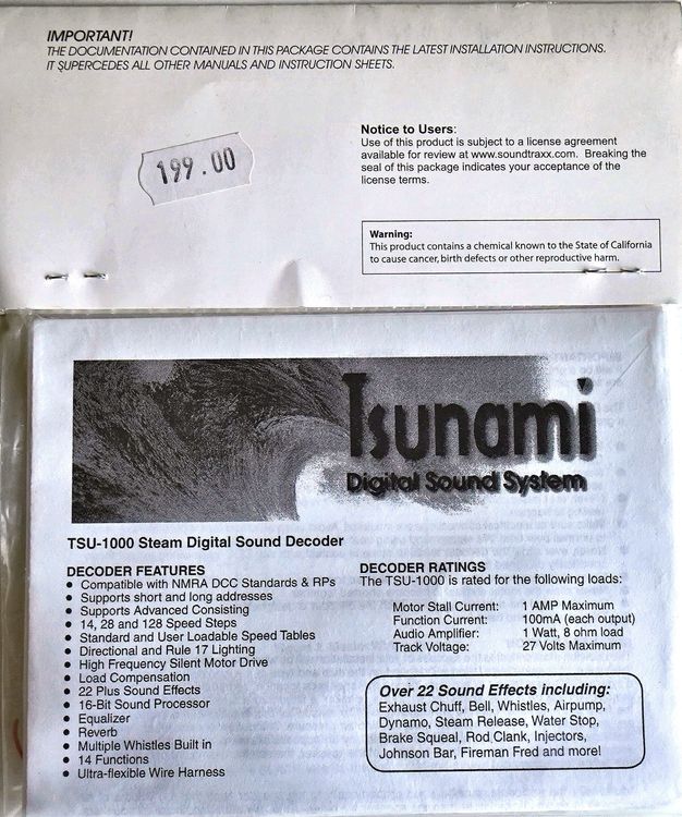 Tsunami DCC Sound Decoder 826120 - Light Logging - Shay etc. (Neu und ...