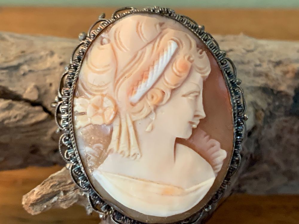 antike Kamee-Brosche/Anhänger, Muschel 4 x 3,5 cm; 8 Gramm | Kaufen auf ...