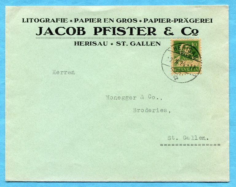 Brief Herisau 1924 - Absender: Jacob Pfister & Co. | Kaufen auf Ricardo
