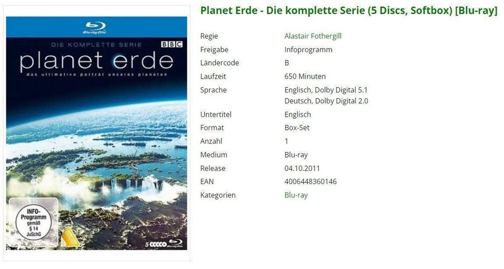 Planet Erde - Die komplette Serie (Gebraucht) in Emmetten für CHF 15 – mit Lieferung auf Ricardo ...