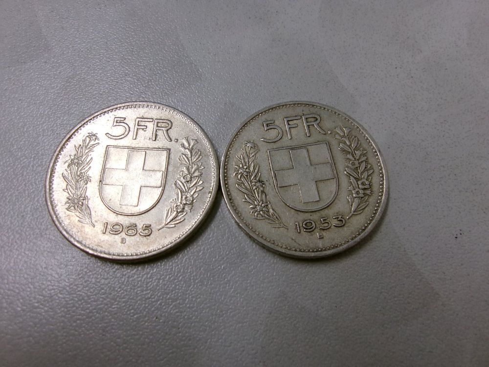 5 Franken Schweiz Silber 2 Stück Ungereinigt | Kaufen auf Ricardo