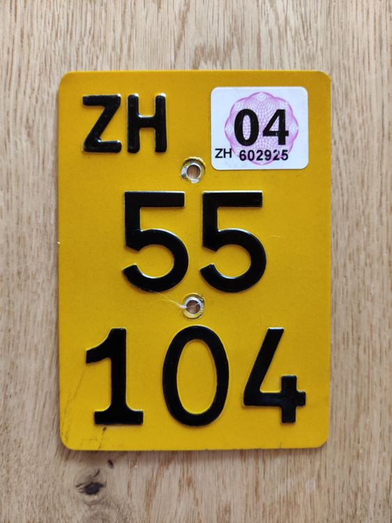 Mofanummer Nummernschild Mofa Töffli Zürich ZH 55 104 (Gebraucht) in Grosswangen für CHF 62 ...