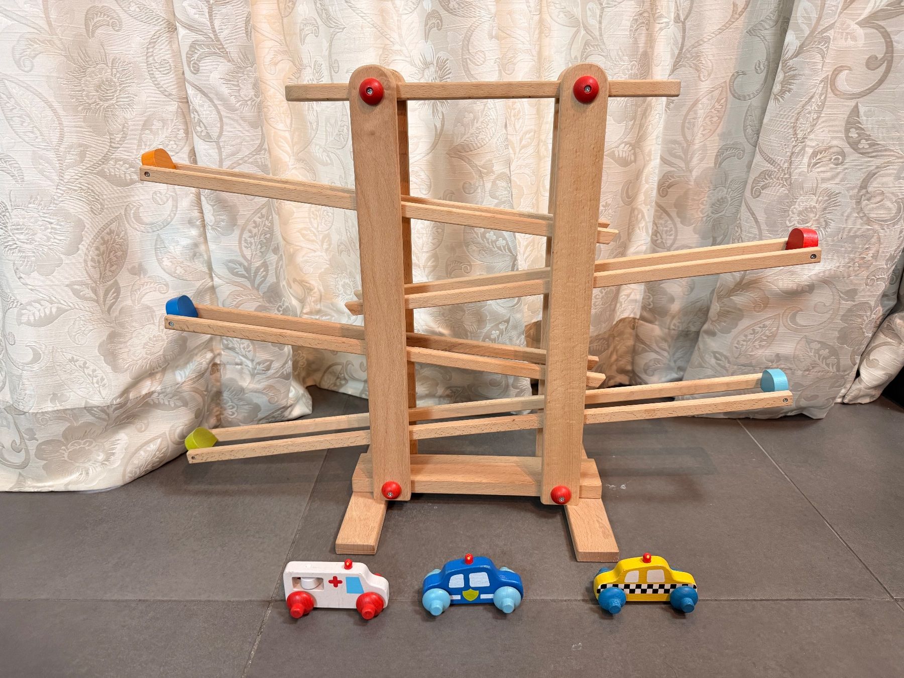 Wooden Car Ramp Racer Toy Set with 3 Mini Cars! (Neu (gemäss ...