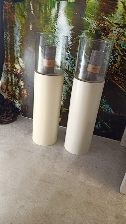 Tolle Dekorationssäulen aus Metall und Glas inkl. Kerzen | Kaufen auf Ricardo