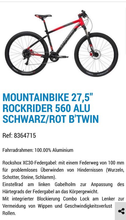 MTB Btwin Rockrider 560, Grösse S; SRAM X5 2x10 Schaltung (Gebraucht) in Zürich für CHF 70 – nur ...