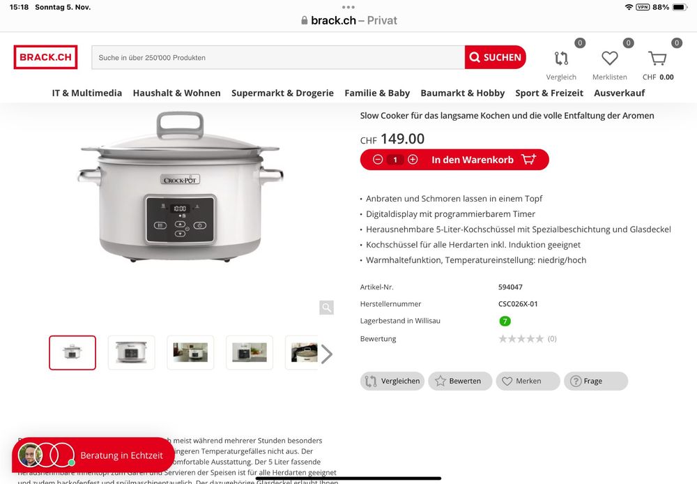 Slow cooker, crock pot (Neu (gemäss Beschreibung)) in grossaffoltern ...