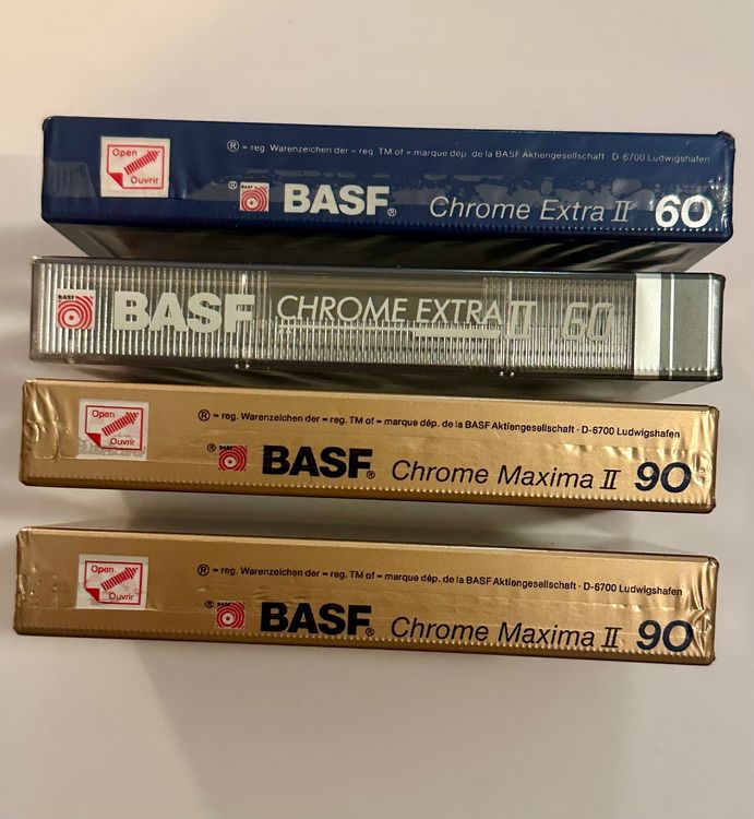 4x BASF Chrome Maxima II 90 / Extra II 60 / Kassette NEU (Neu und originalverpackt) in Baden für ...