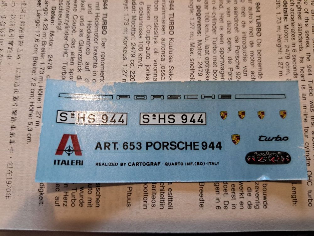 Porsche 944 turbo 1/24 italeri 653 (Neu (gemäss Beschreibung)) in ...