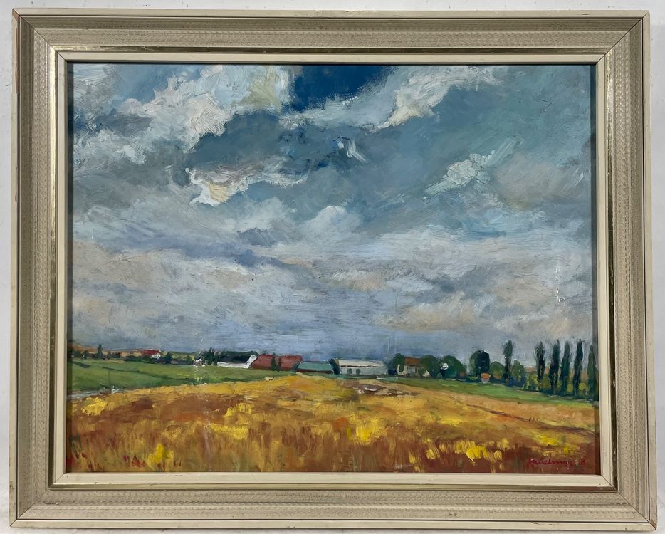 Grosses Feld Landschaft Gemälde unleserlich Signiert | Kaufen auf Ricardo