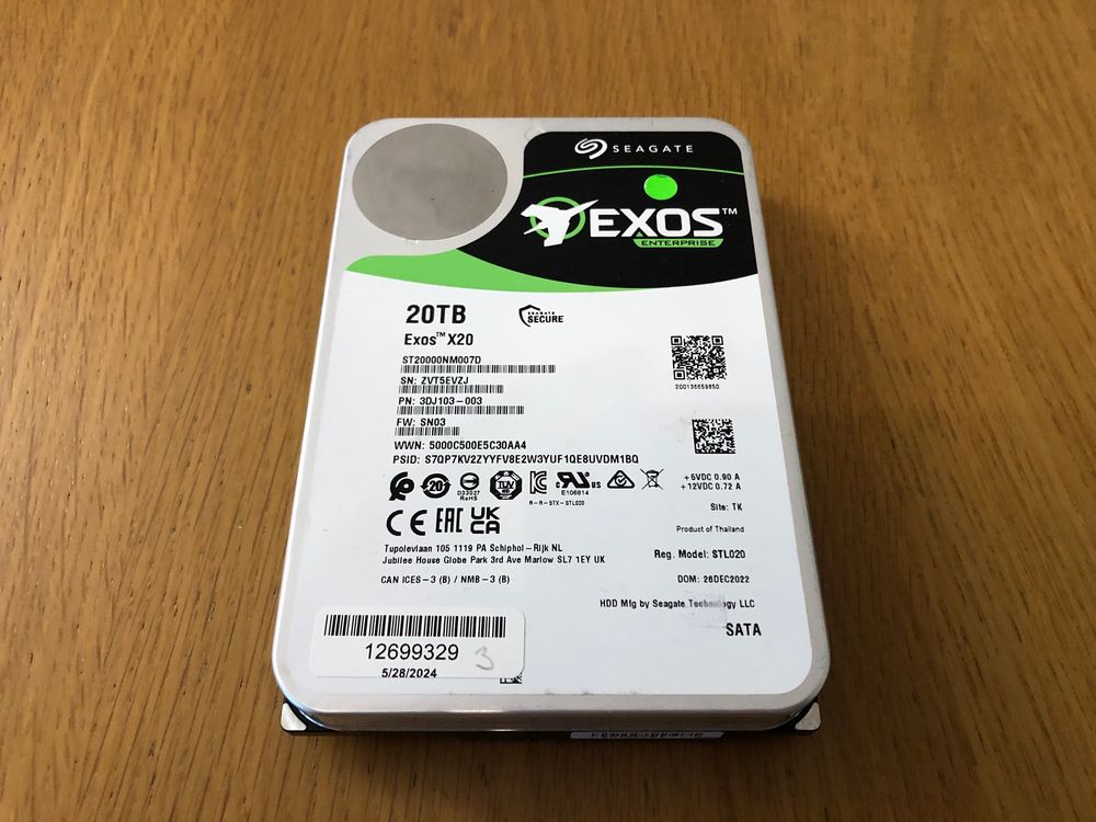 SEAGATE Exos X20, 20TB, NAS HD, wenige Betriebsstunden (Gebraucht) in ...