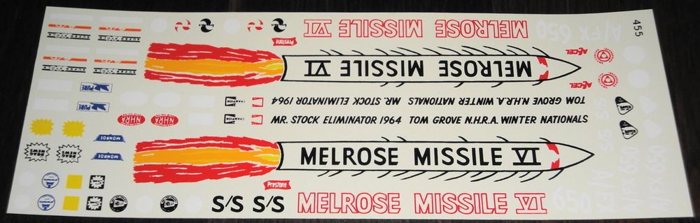 F.CADY DECALS MELROSE MISSILE '64 PLYMOUTH SUPER STOCK 1:25 | Kaufen ...