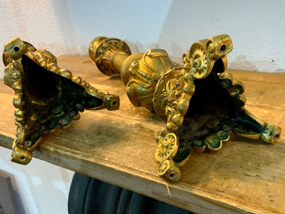 JUGENDSTIL 2 KERZENHALTER BRONZE FEUER VERGOLDET FRANCE,1900 (Gebraucht) in Biglen für CHF 161 ...