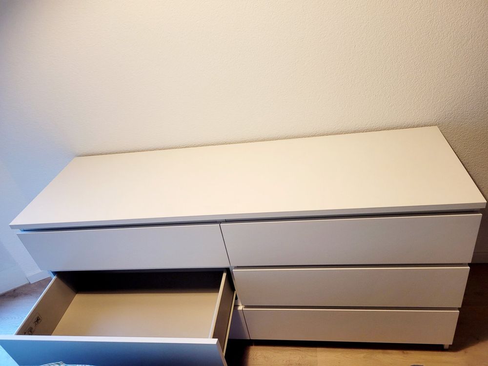 Commode blanche MALM Ikea 6 tiroirs (Gebraucht) in Biel/Bienne für CHF ...