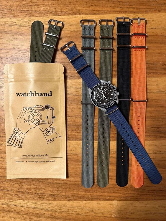 Premium Nato Nylon - Navy Blue - MoonSwatch - Omega Swatch (Neuf avec ...