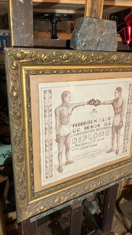 yverdon Boxe Gravure Gravur Diplôme Box Diplom 1930-40 (Gebraucht) in ...