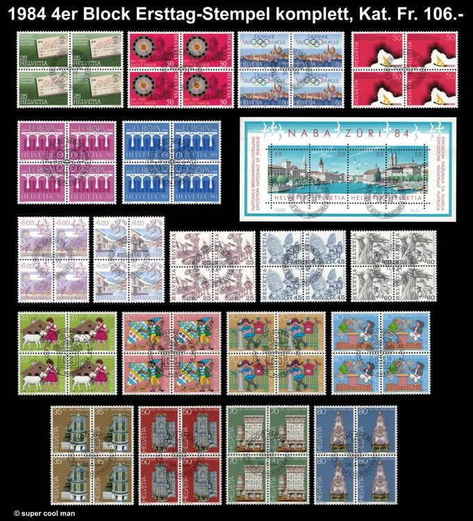 1982-1989 4er Block Ersttag komplett Kleinbogen Fr. 1049.- | Kaufen auf Ricardo