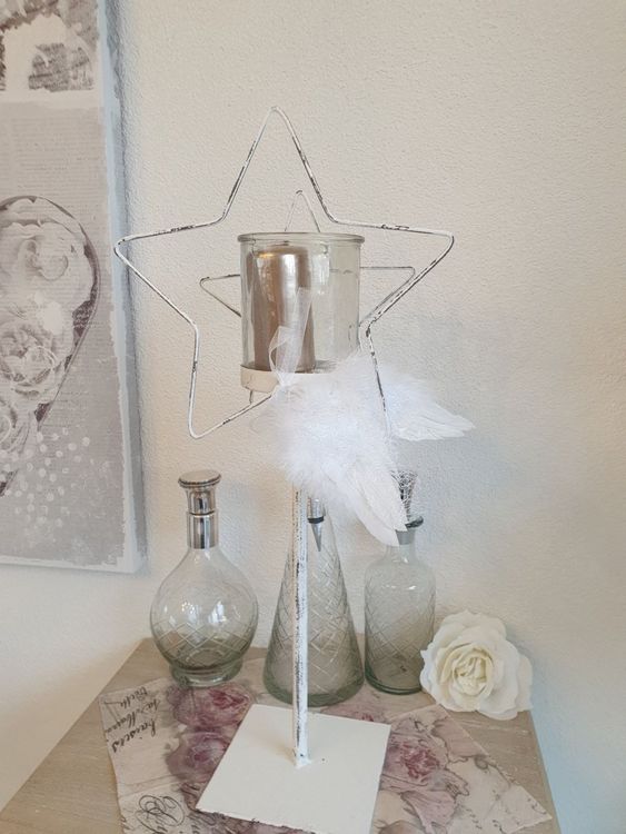 Kerzenständer Windlicht Stern Shabby Chic Weihnachten Deko (Neu und ...