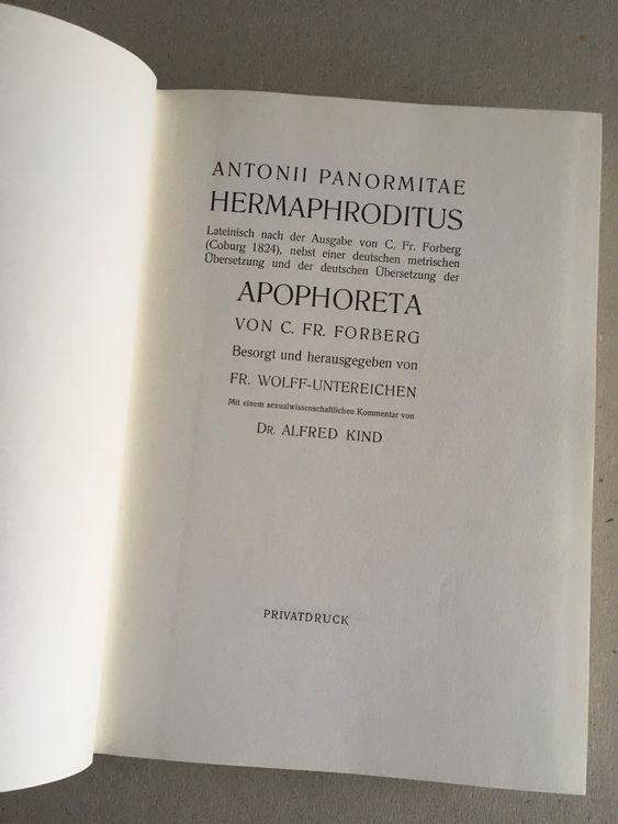 🟡 antikes Buch - Antonio Panormita Hermaphroditus EROTICA (Gebraucht ...