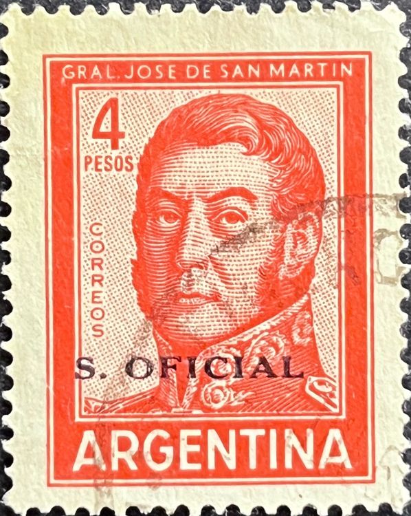 Argentinien 4 Pesos San Martin Briefmarke (Gebraucht) in Chiasso für ...