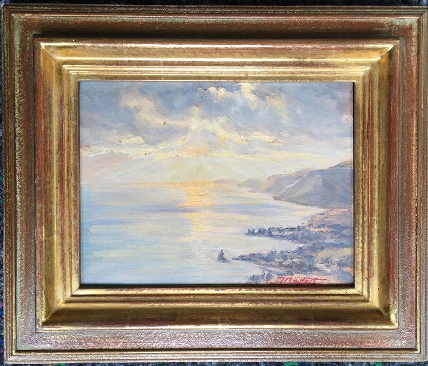 W. Mallert?, signiert, Ölgemälde, Sonne über dem See | Kaufen auf Ricardo