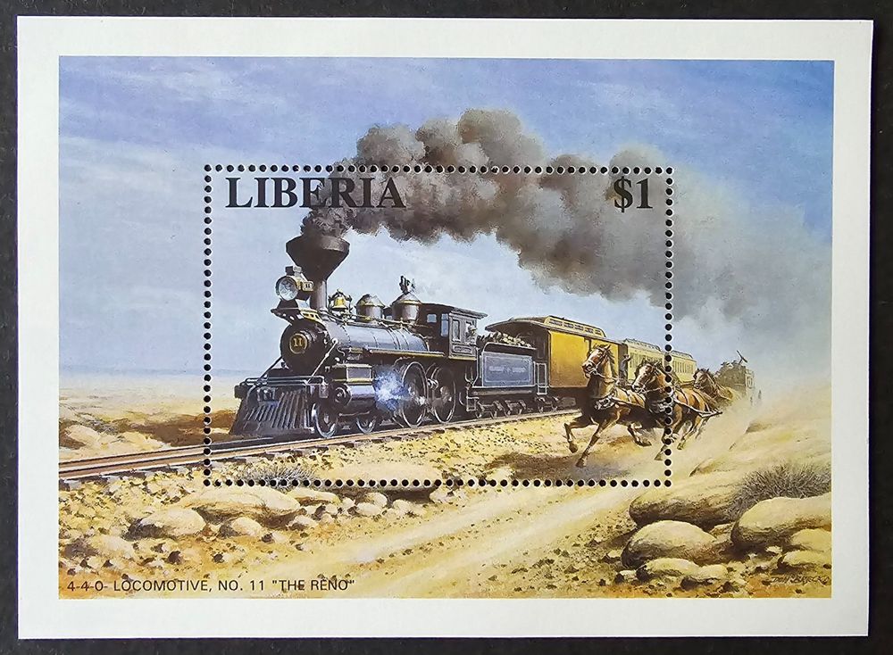 Liberia-Mi Block 142 ** (1996) Bahnmotive (Neu (gemäss Beschreibung ...