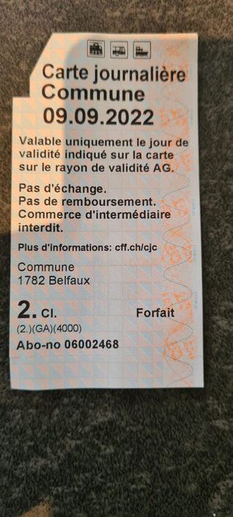 Tageskarte SBB 09.09.2022 / Carte journalière CFF | Kaufen auf Ricardo