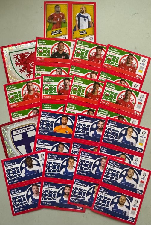 TOPPS EM 2024 / Mannschaften WAL/FIN- Fehlende STICKER (Gebraucht) in ...