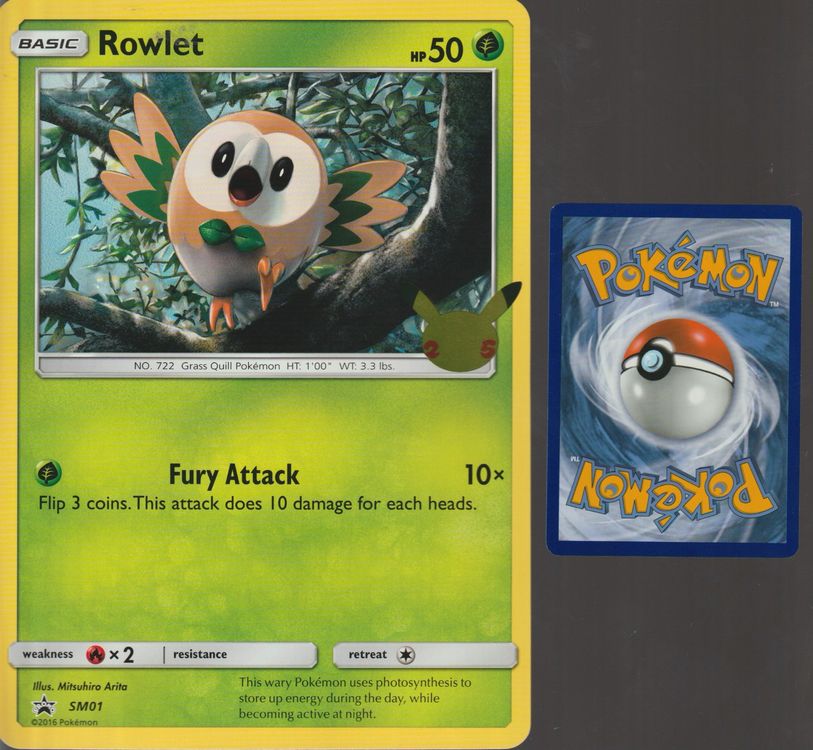 TCG POKEMON ROWLET SM01 BLACK STAR PROMO XXL jumbo size (Neu (gemäss ...