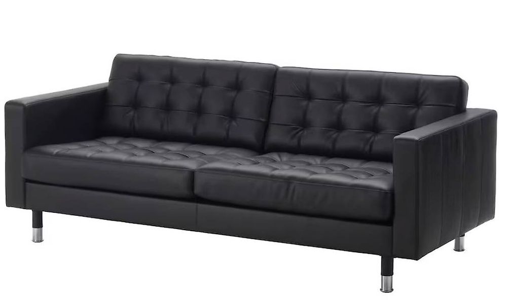 Ikea Landskrona 3er Sofa Leder Schwarzbraun + Hocker (Gebraucht) in ...