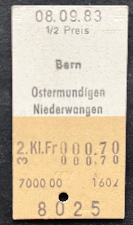 Bern Ostermundigen Niederwangen/ Billett 1983 (Gebraucht) in Wabern für CHF 1.5 – mit Lieferung ...