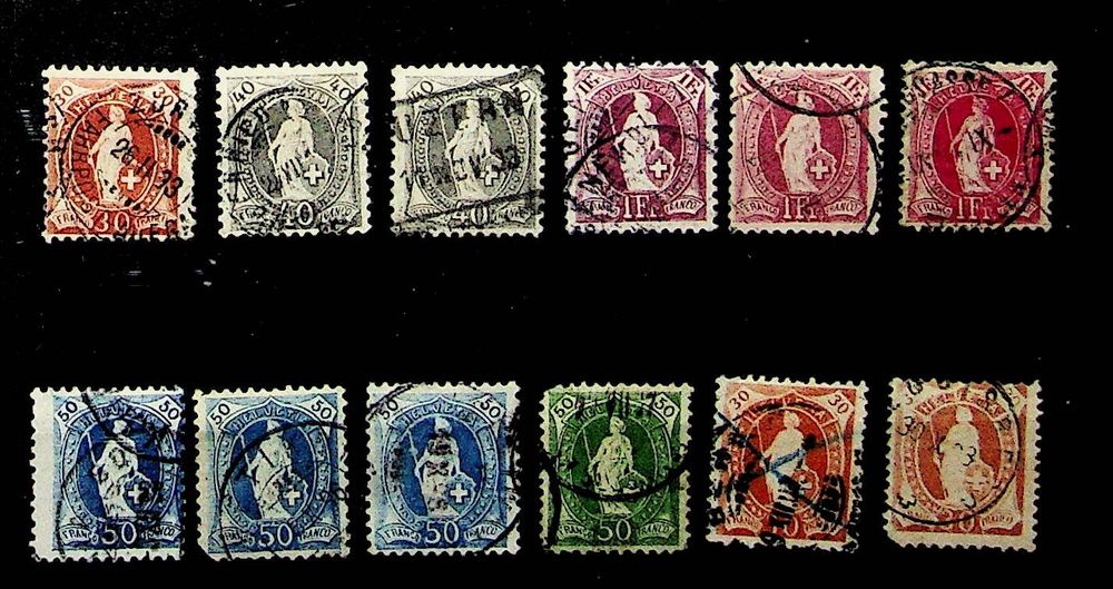 SUISSE 12 HELVETIE OBLITÉRÉES. GROSSE COTE /S198 (D'occasion) à ...