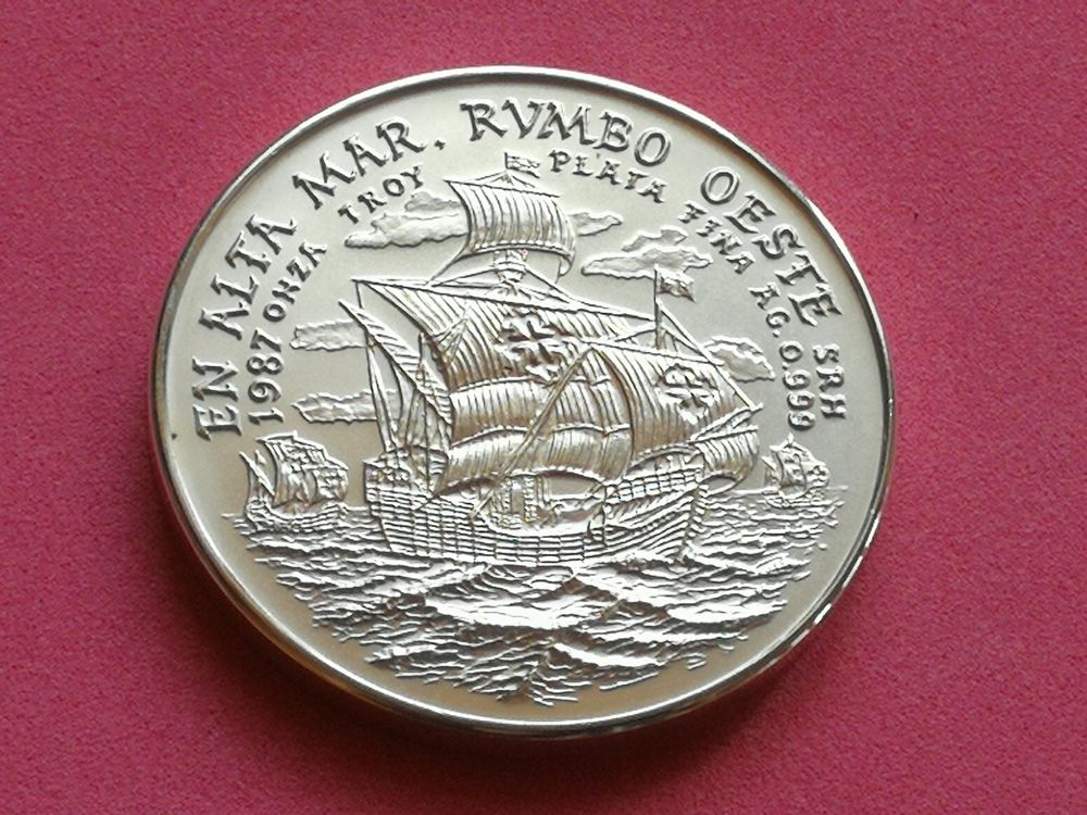 Kuba - 1 Onza 1987 - Entdeckung Amerikas - 1 Oz Feinsilber (Gebraucht ...