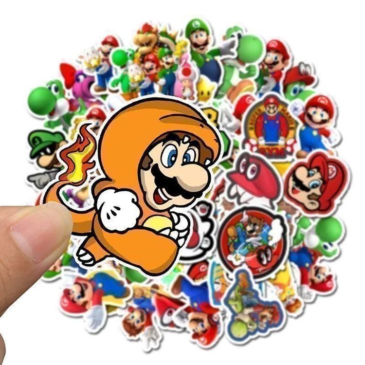 50 SUPER MARIO STICKER - WASSERFEST - AUFKLEBER - YOSHI | Kaufen auf ...