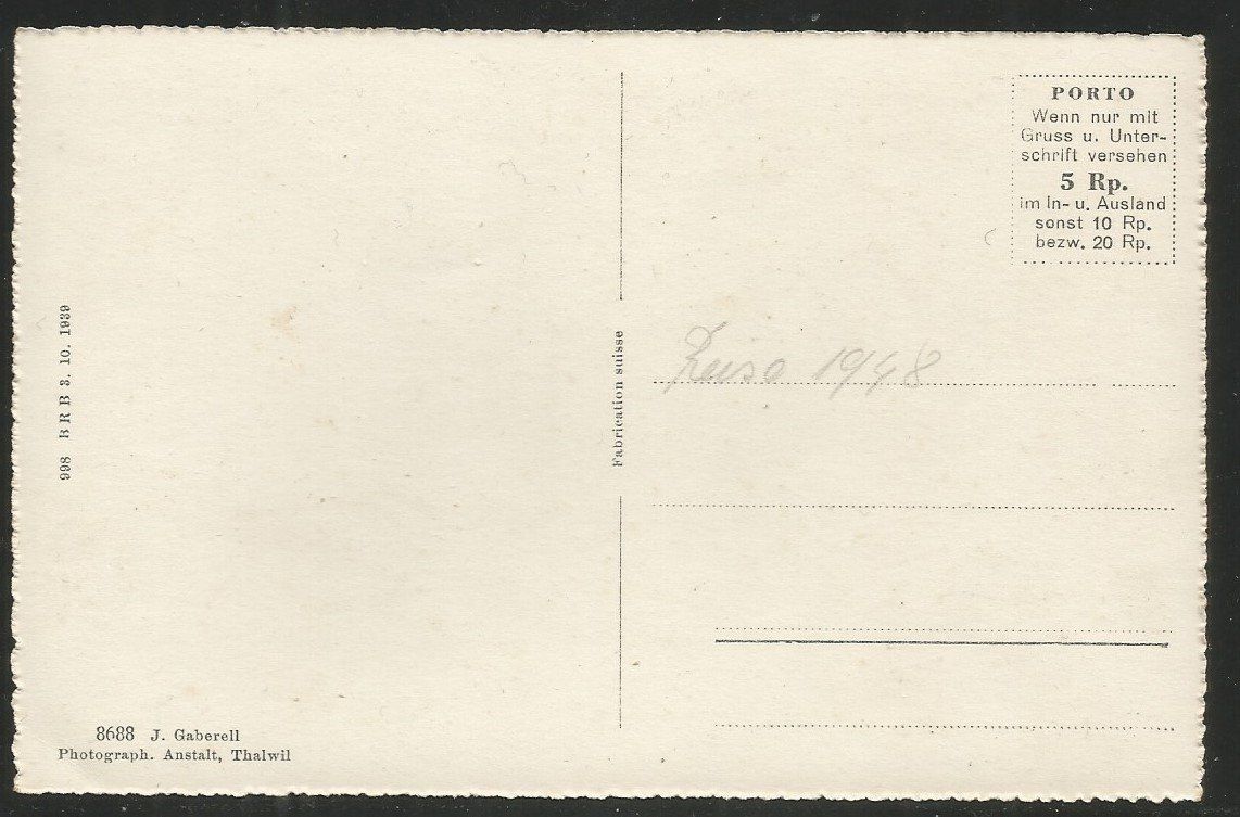 Carte P de 1948 ( Hôtel Handeck ) (Gebraucht) in La Russille für CHF 1 ...