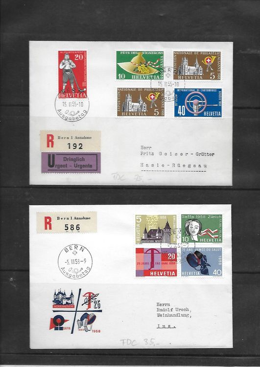 2 FDC 1955 +1958 Kat: CHF 110.- (Gebraucht) in Basel für CHF 7 – mit Lieferung auf Ricardo kaufen