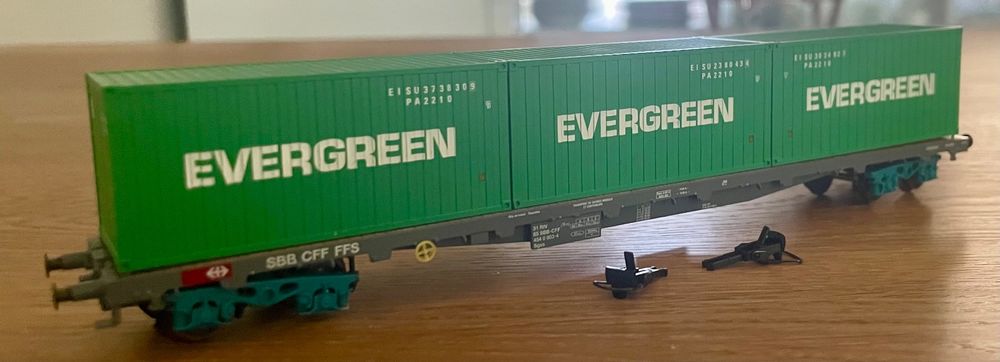 HAG SBB Containerwagen 4-achs., Evergreen, H0, guter Zustand (Gebraucht ...
