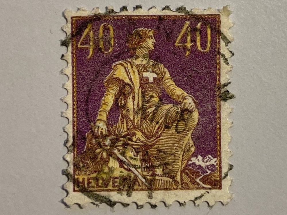 1908, Helvetia mit Schwert, Faserpapier ZNr.107 (Gebraucht) in Küssnacht am Rigi für CHF 5 – mit ...