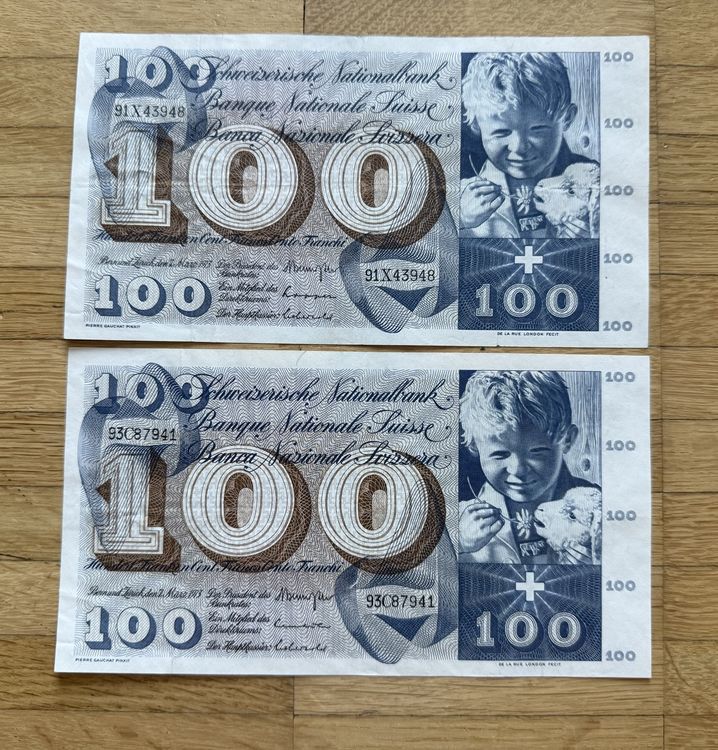 Lot Schweizer Banknoten 1973 (Gebraucht) in Zürich für CHF 39 – mit ...